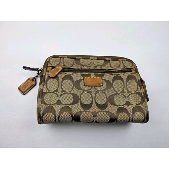 Coach | Bags | Coach Signature Makeup Cosmetic Bag Pouch Wallet Clutch ...